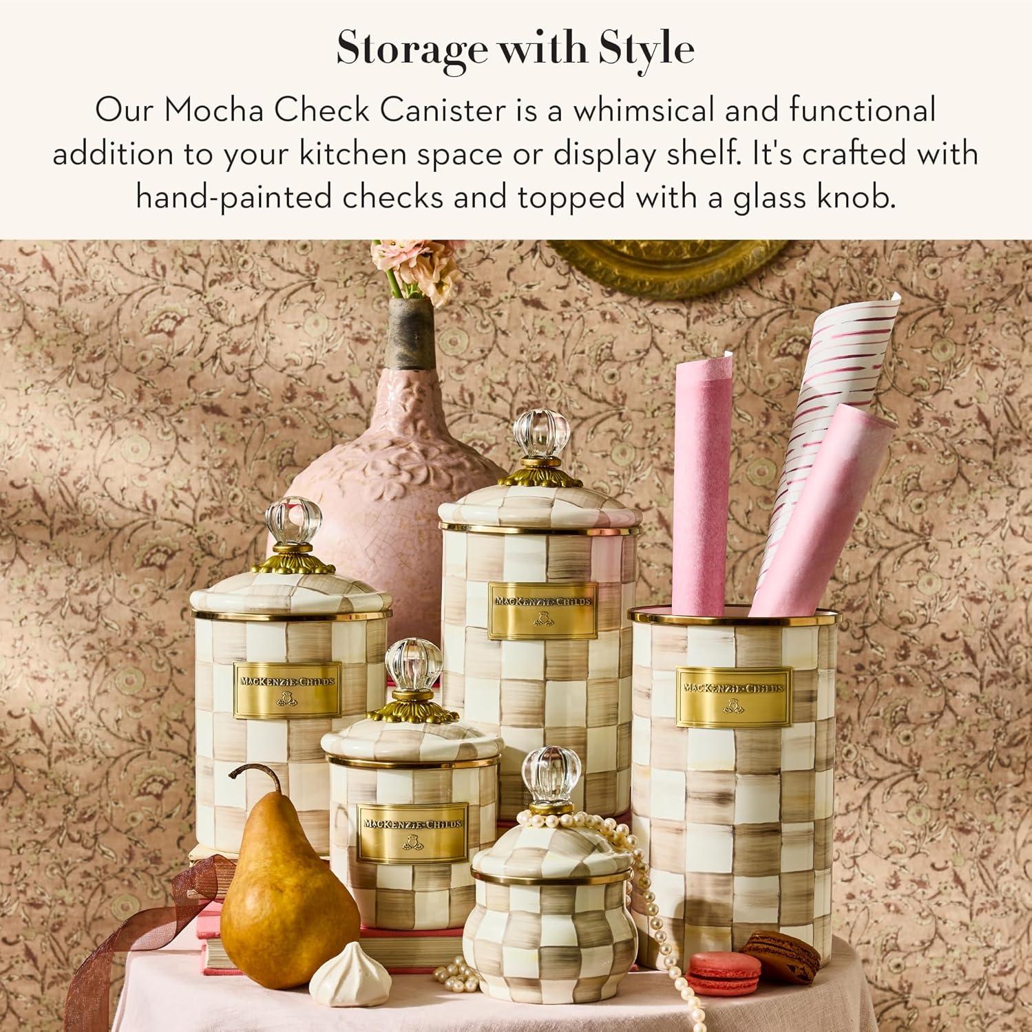 MACKENZIE-CHILDS Demi Enamel Canister, Kitchen Storage Container with ...