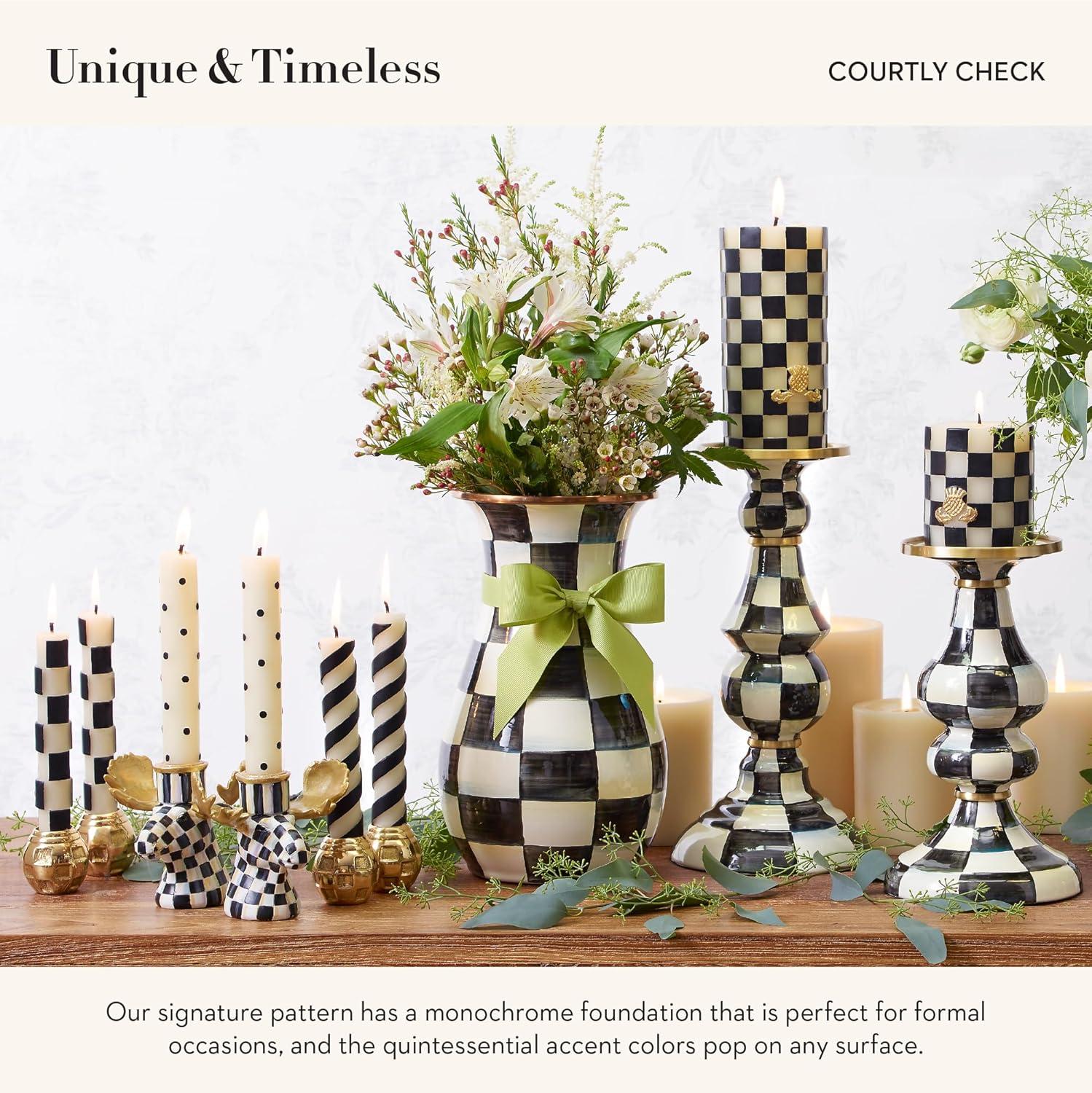 MACKENZIE-CHILDS Enamel Pillar Candlestick, Cute Pillar Candle Stand ...