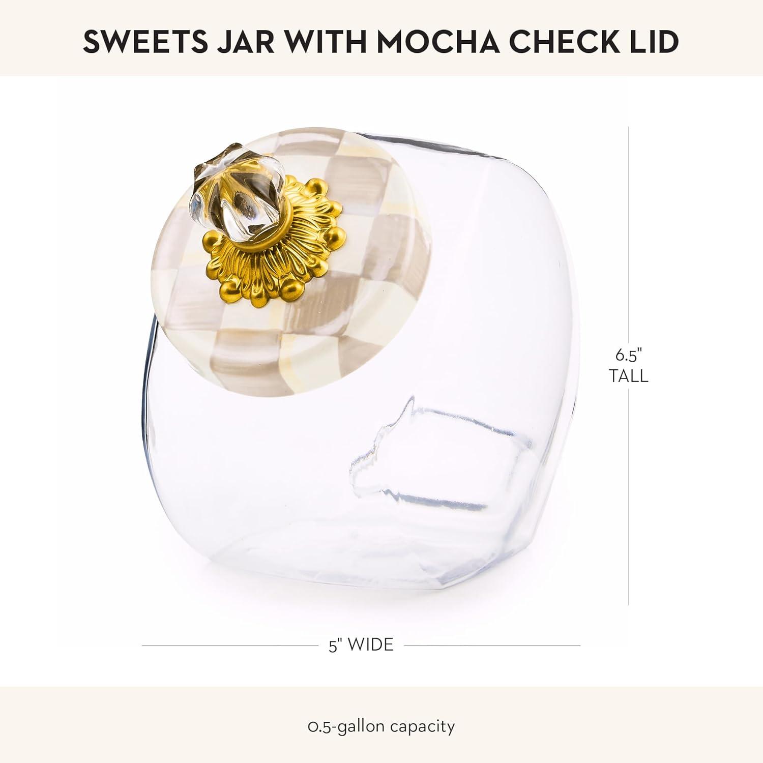 MACKENZIE-CHILDS Sweets Jar with Enamel Lid, Small Glass Cookie Jar or ...