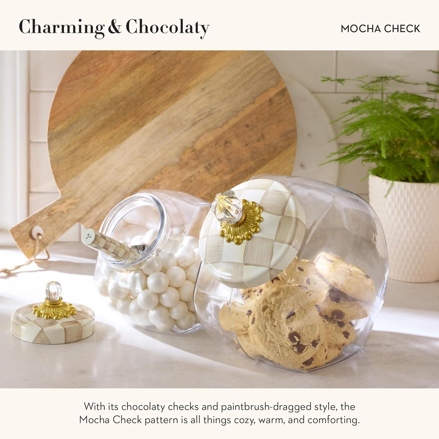 MACKENZIE-CHILDS Sweets Jar with Enamel Lid, Small Glass Cookie Jar or ...