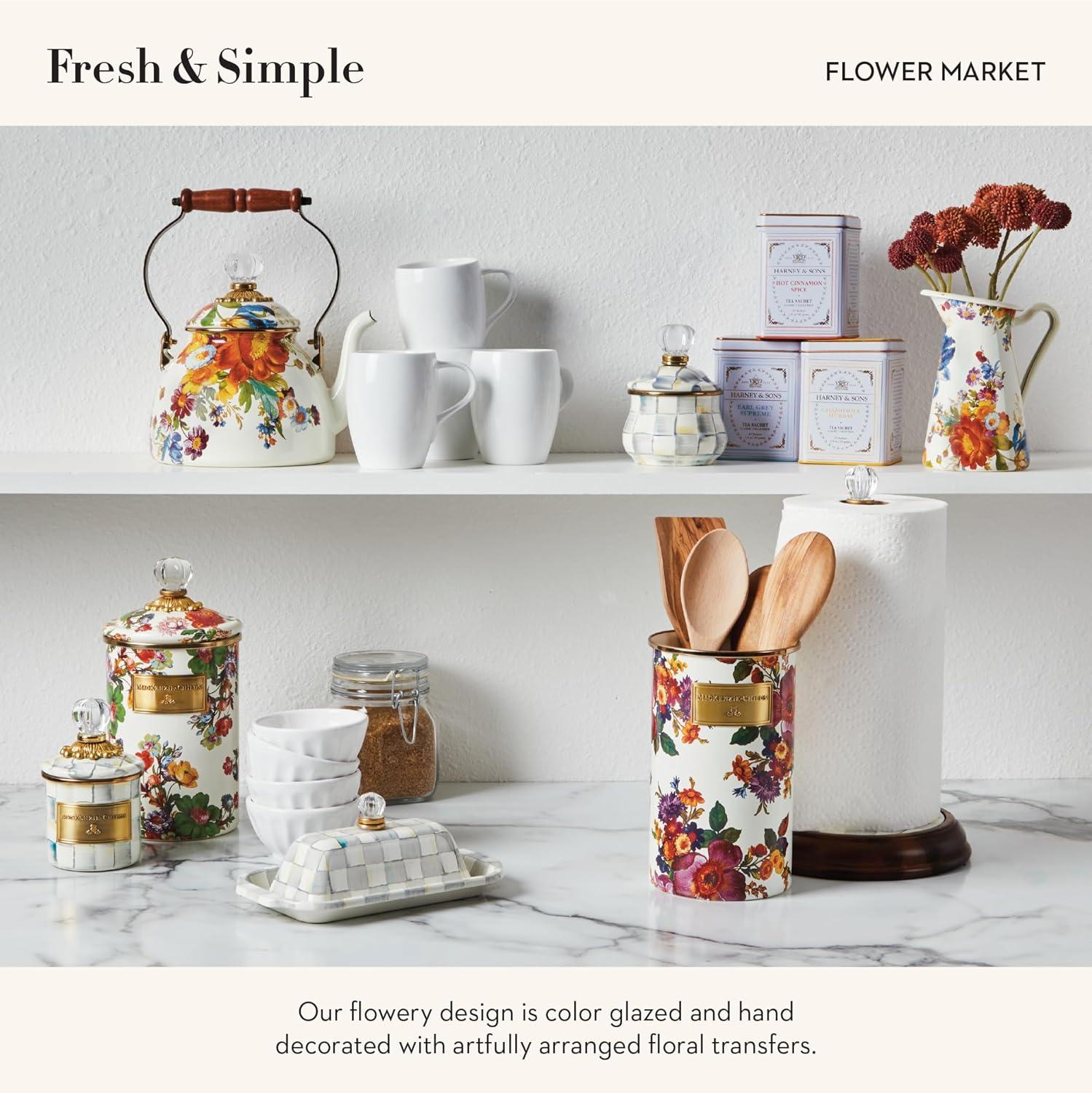 MACKENZIE-CHILDS Sweets Jar with Enamel Lid, Small Glass Cookie Jar or ...