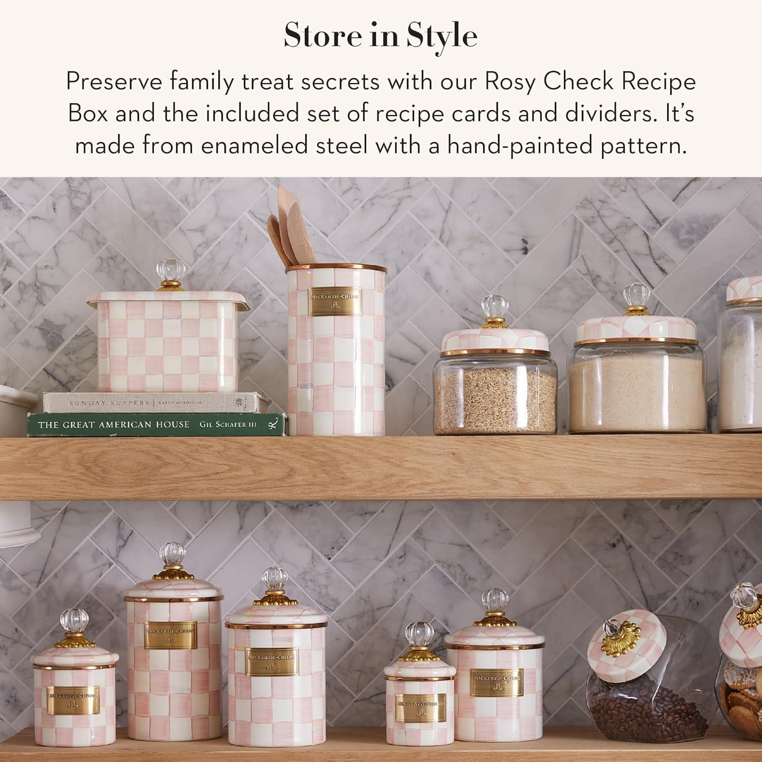 MACKENZIE-CHILDS Enamel Recipe Box, Index Card Box with Lid, Includes ...