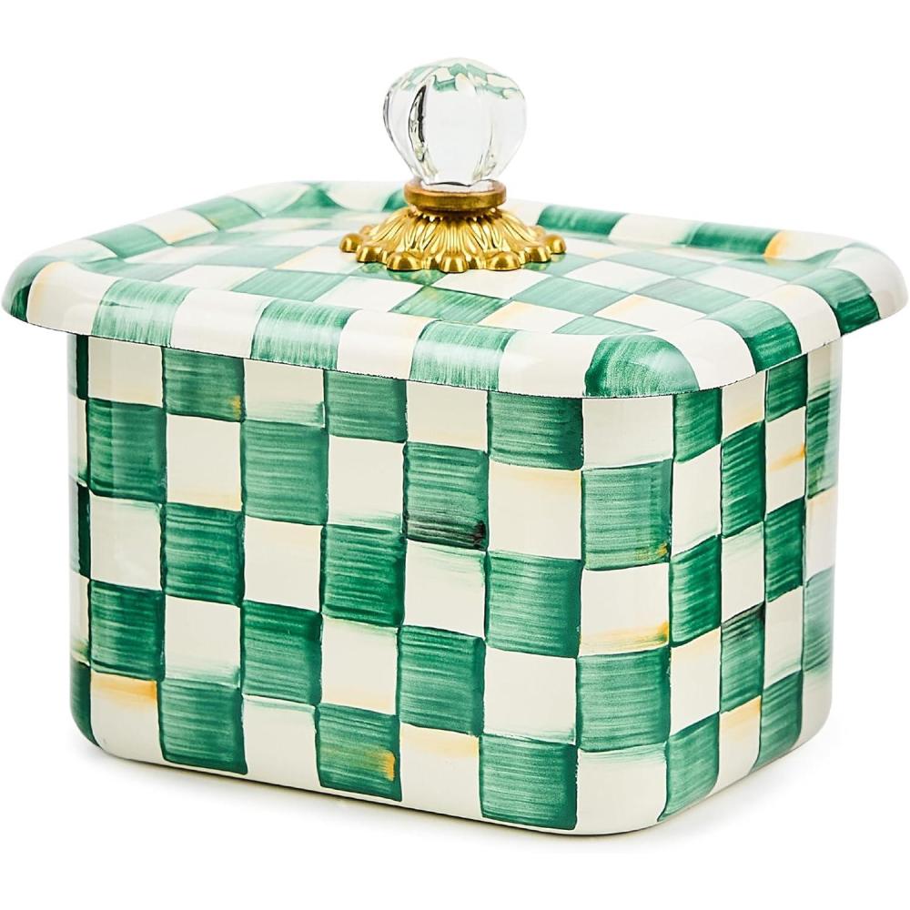 MACKENZIE-CHILDS Enamel Recipe Box, Index Card Box with Lid, Includes ...