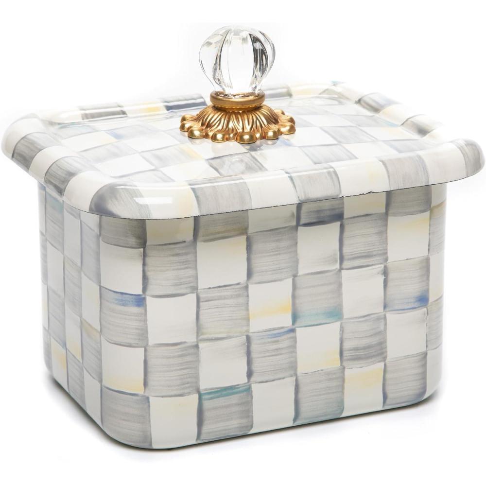 MACKENZIE-CHILDS Enamel Recipe Box, Index Card Box with Lid, Includes ...