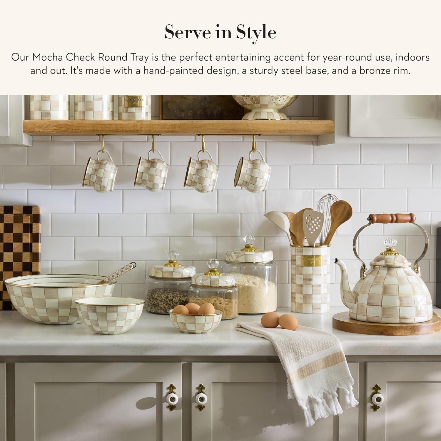 MACKENZIE-CHILDS Enamel Round Tray, Unique Serving Platter for Food and ...