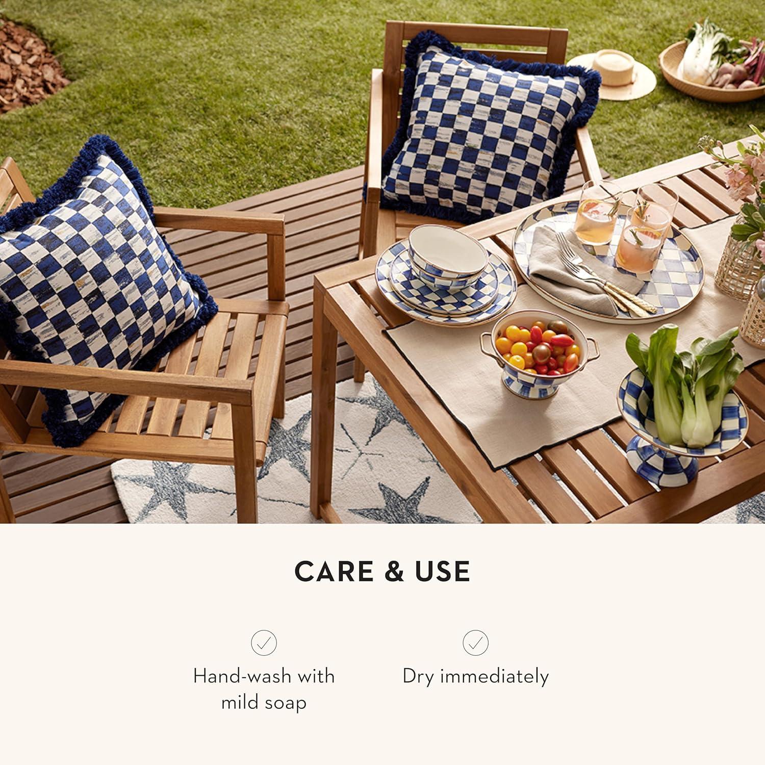 MACKENZIE-CHILDS Enamel Round Tray, Unique Serving Platter for Food and ...