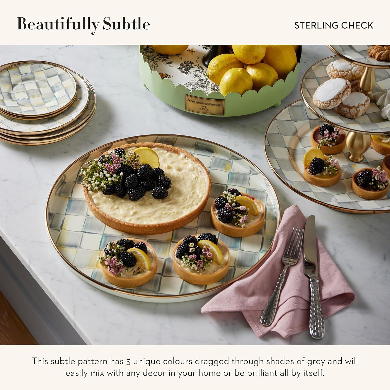 MACKENZIE-CHILDS Enamel Round Tray, Unique Serving Platter for Food and ...