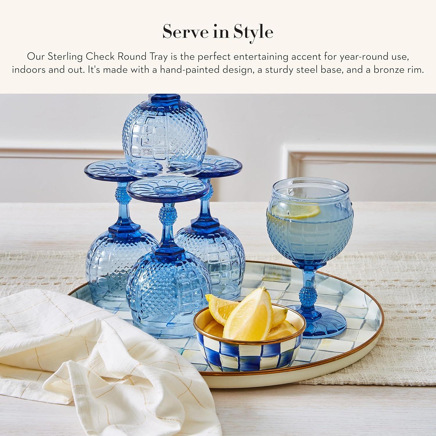 MACKENZIE-CHILDS Enamel Round Tray, Unique Serving Platter for Food and ...