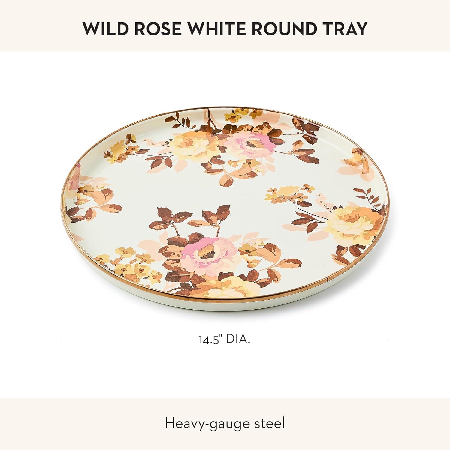 MACKENZIE-CHILDS Enamel Round Tray, Unique Serving Platter for Food and ...