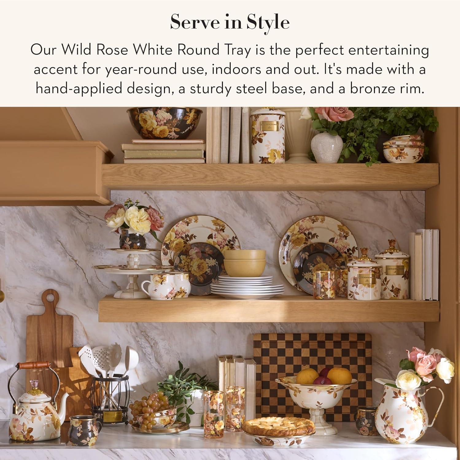 MACKENZIE-CHILDS Enamel Round Tray, Unique Serving Platter for Food and ...